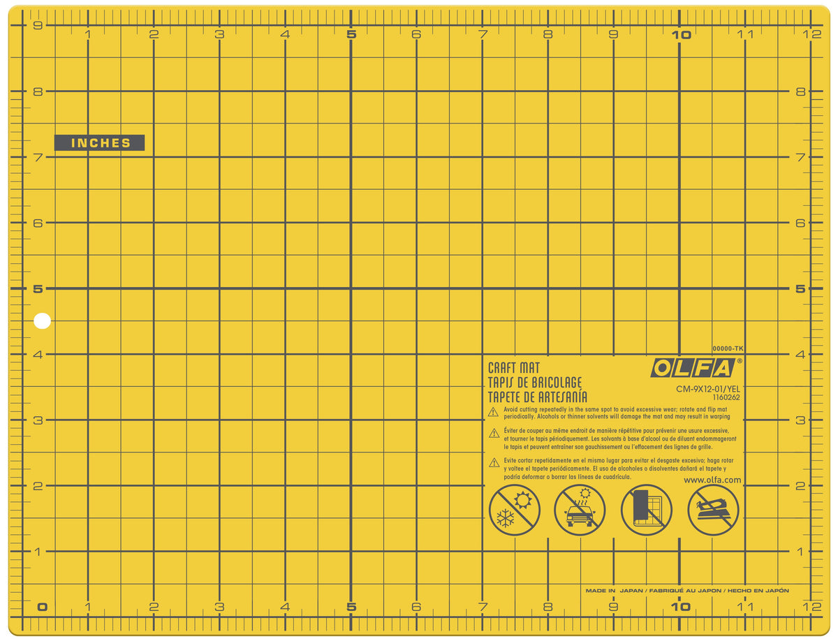 CM-9x12-01/YEL Double-Sided Self-Healing Cutting Mat – OLFA.com