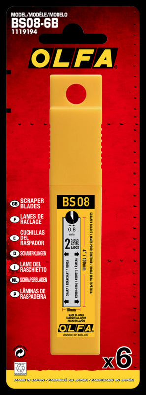 OLFA 100mm BS08-6B 4-Inch Thick Scraper Blades - 6 Pack – OLFA.com