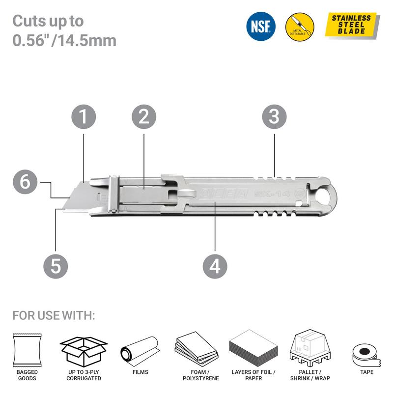 OLFA SK-14 Semi-Automatic Stainless Steel Self-Retracting Safety Knife ...