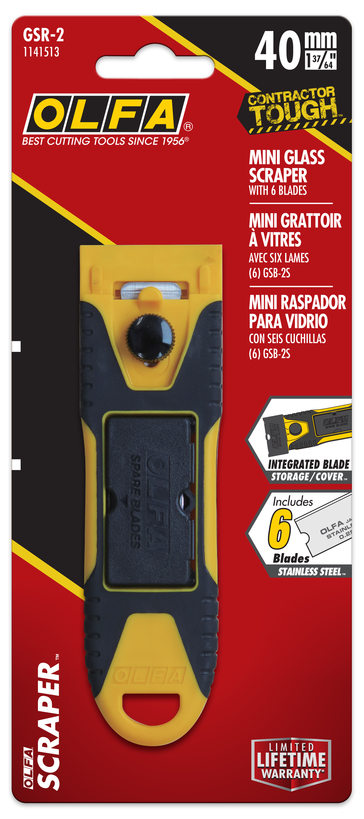 OLFA 40mm GSR-2 Stainless Steel Blade Mini Glass Scraper – OLFA.com